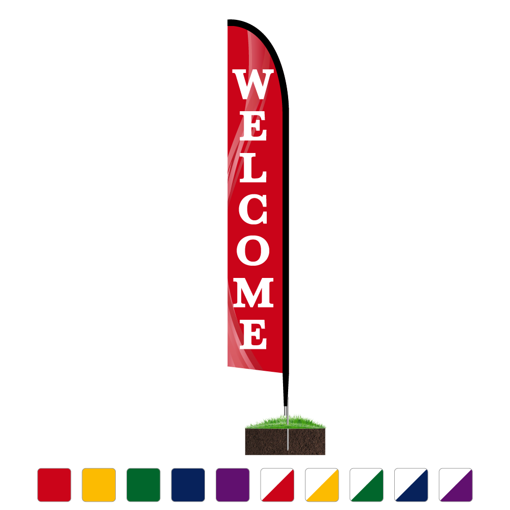 Double-Sided Feather Flag Kit - 14ft - Welcome – Balloon Innovations